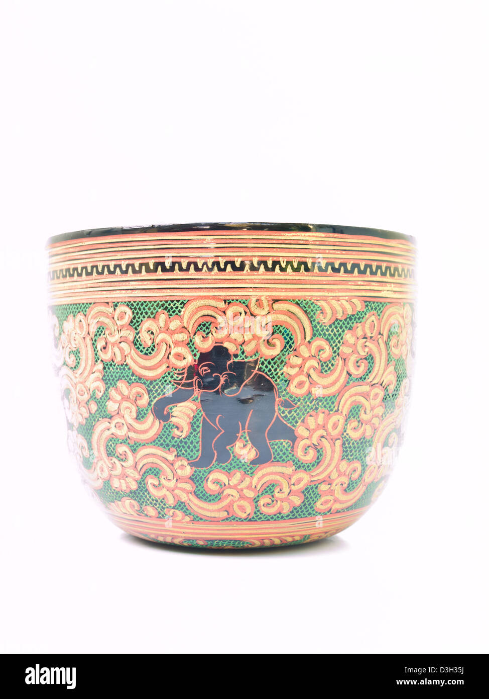 A traditional lacquer-wear bowl, handicraft from Bagan, Burma Stock ...