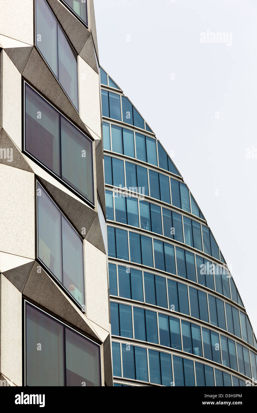 The all glass Moor House (designed by Norman Foster) on the right with ...
