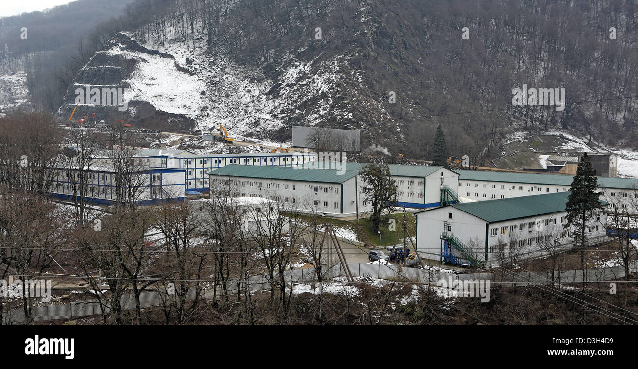 A view of an improvised container village in the Krasnaja Polyana ...