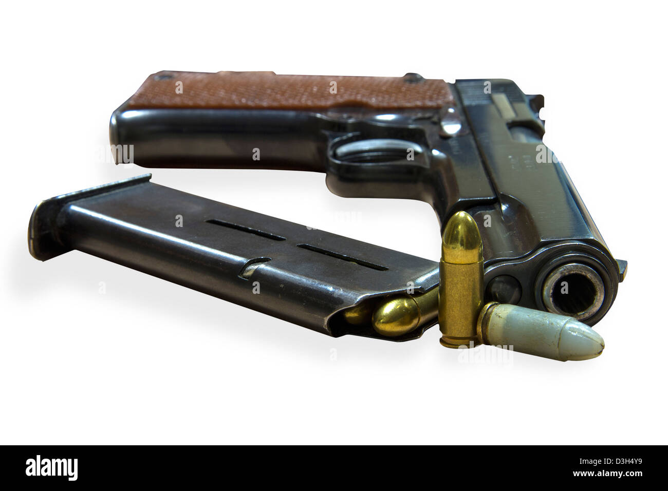 Legendary U.S. Army handgun Colt with bullets isolated on white ...