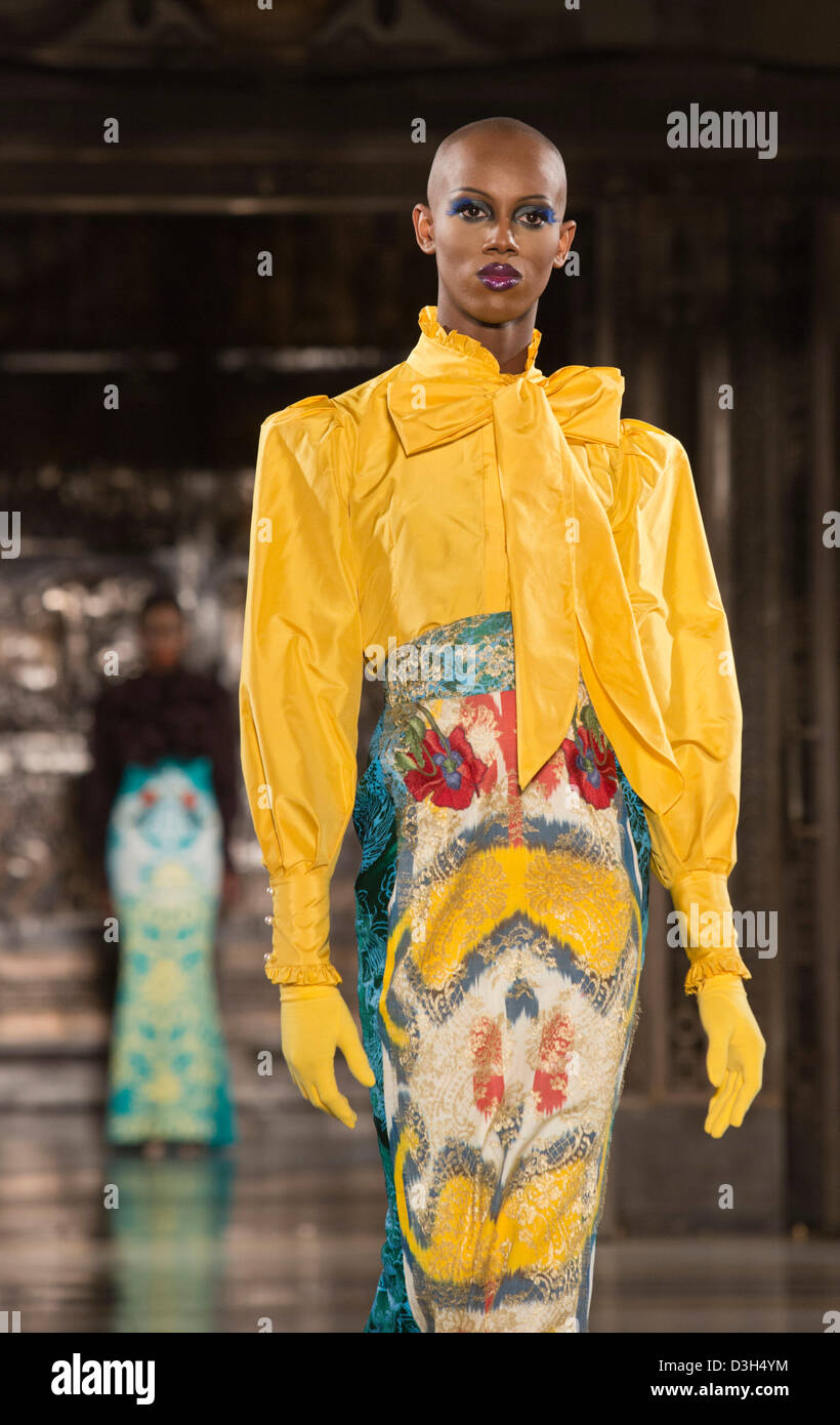 London, UK. 19th February 2013. Ziad Ghanem catwalk show at Fashion ...