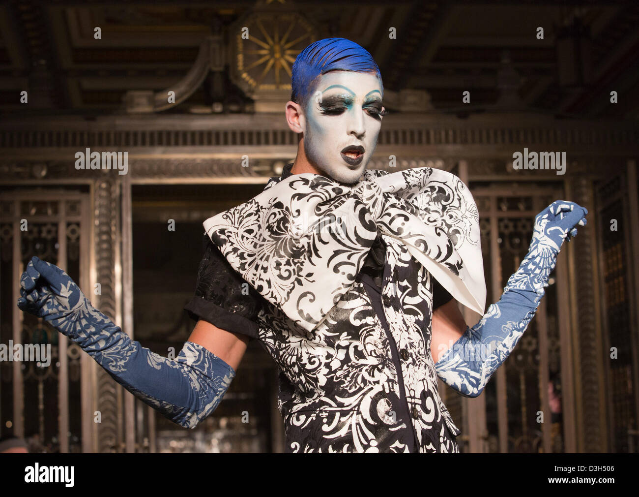London, UK. 19th February 2013. Ziad Ghanem catwalk show at Fashion ...
