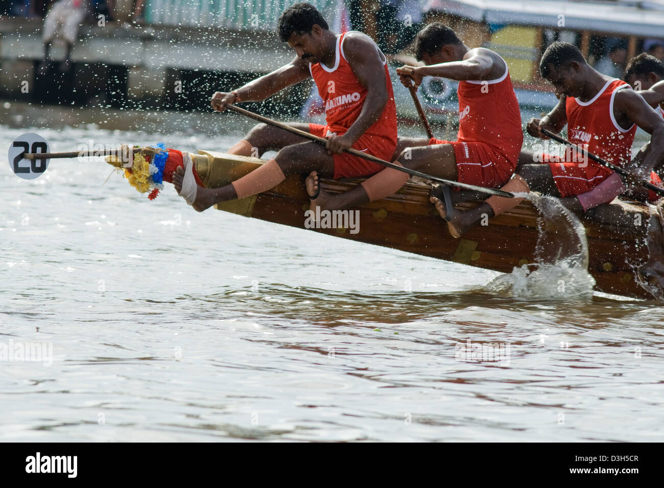 oarsmen during the annual Nehru Trophy Boat Race in Alleppey, Kerala ...