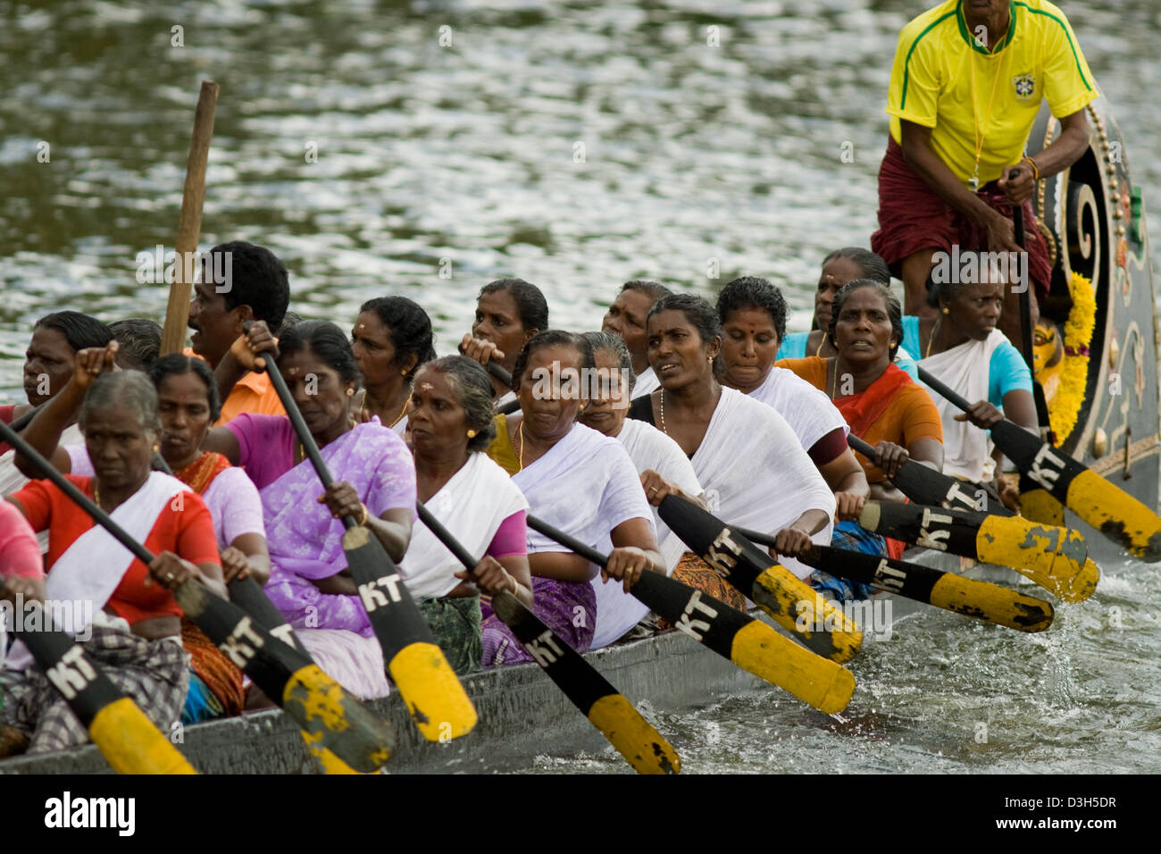 oarsmen during the annual Nehru Trophy Boat Race in Alleppey, Kerala ...