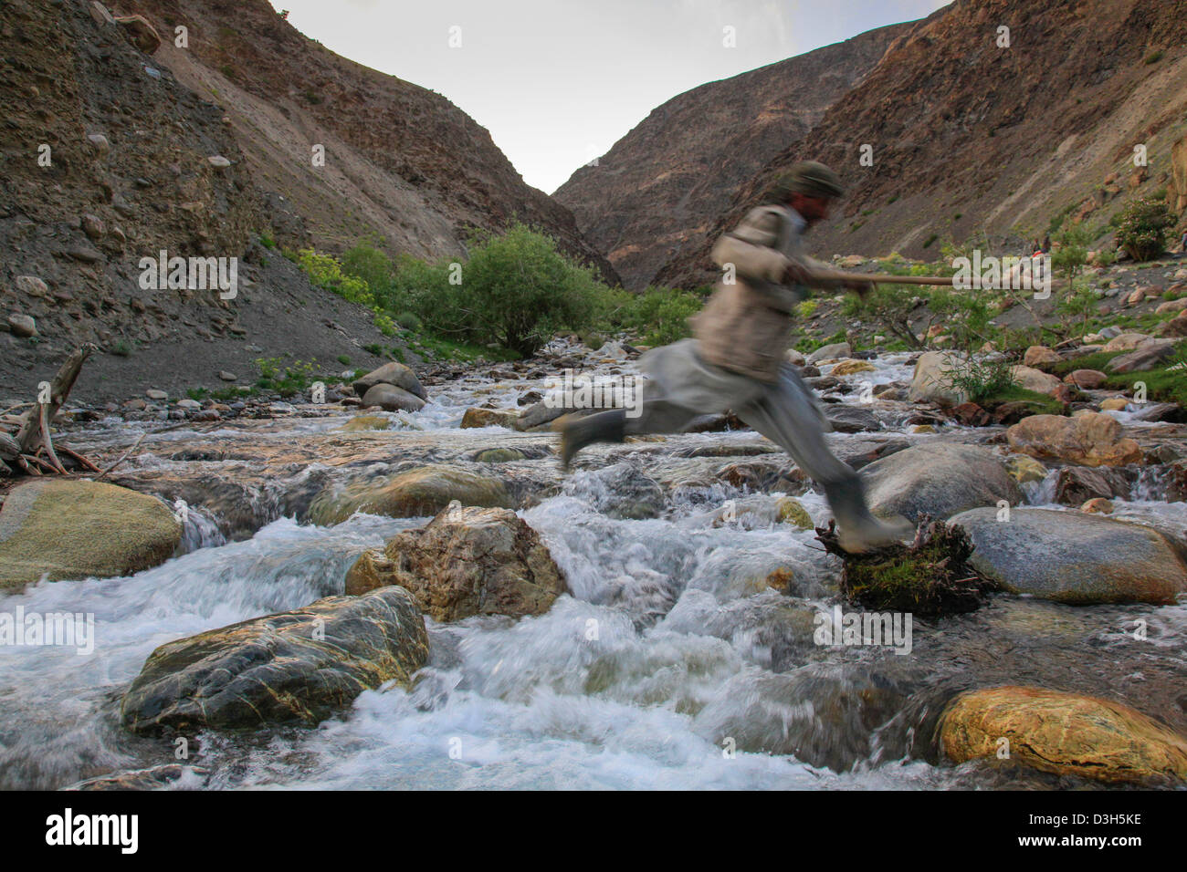 Crossing a river in the Wakhan Corridor, Badakhshan, Afghanistan Stock ...