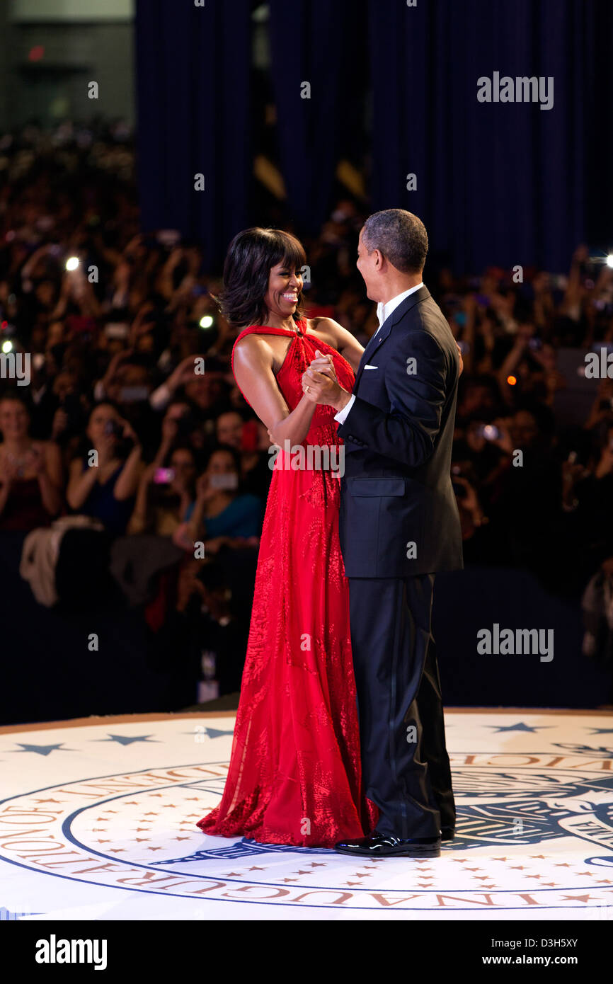 US President Barack Obama and First Lady Michelle Obama dance during ...