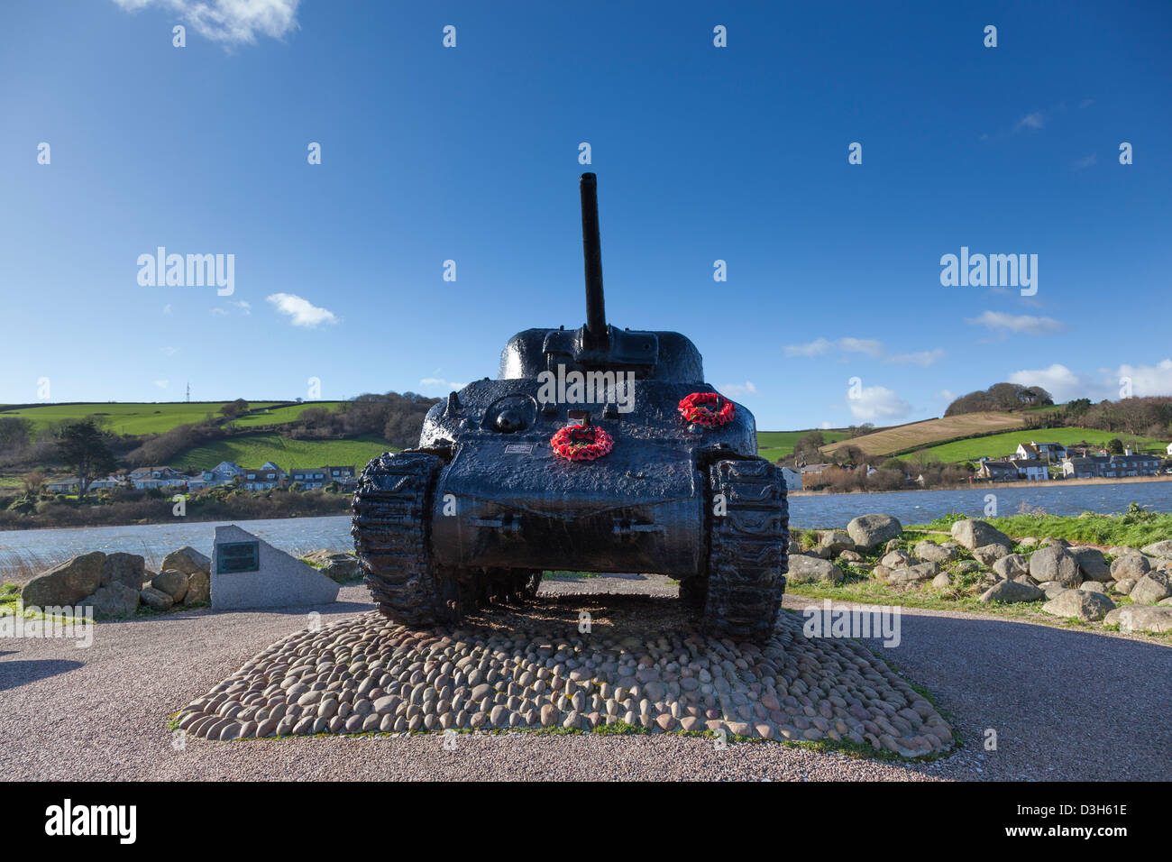 Recovered WWII American Sherman tank ,a memorial to exercise Tiger (D ...