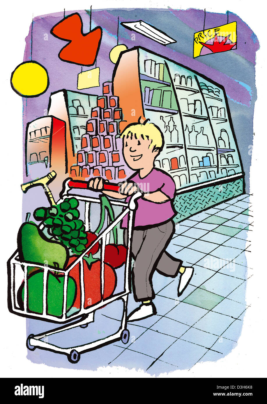 WOMAN SHOPPING, DRAWING Stock Photo - Alamy