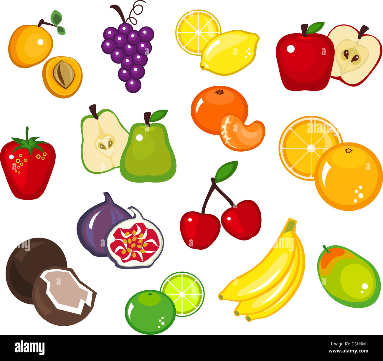 Clip-arts of various fruits, isolated on white Stock Photo - Alamy