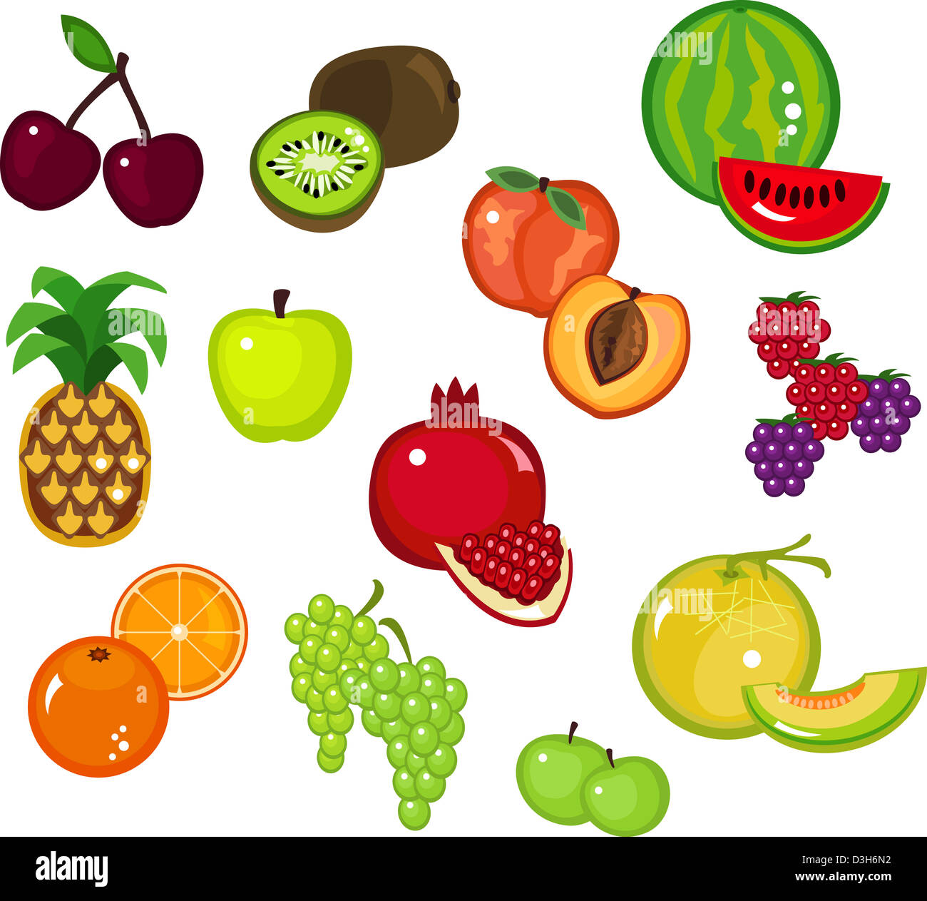 Clip-arts of various fruits, isolated on white Stock Photo - Alamy