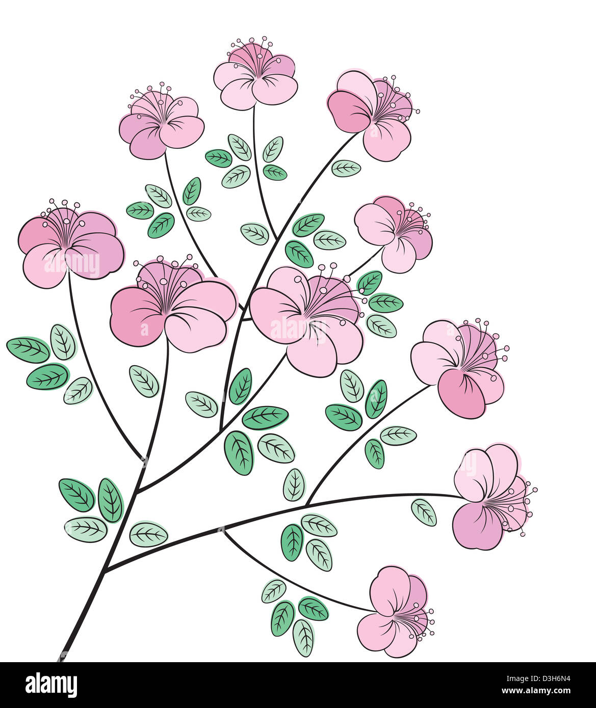 Pretty colorful flower line art Stock Photo - Alamy