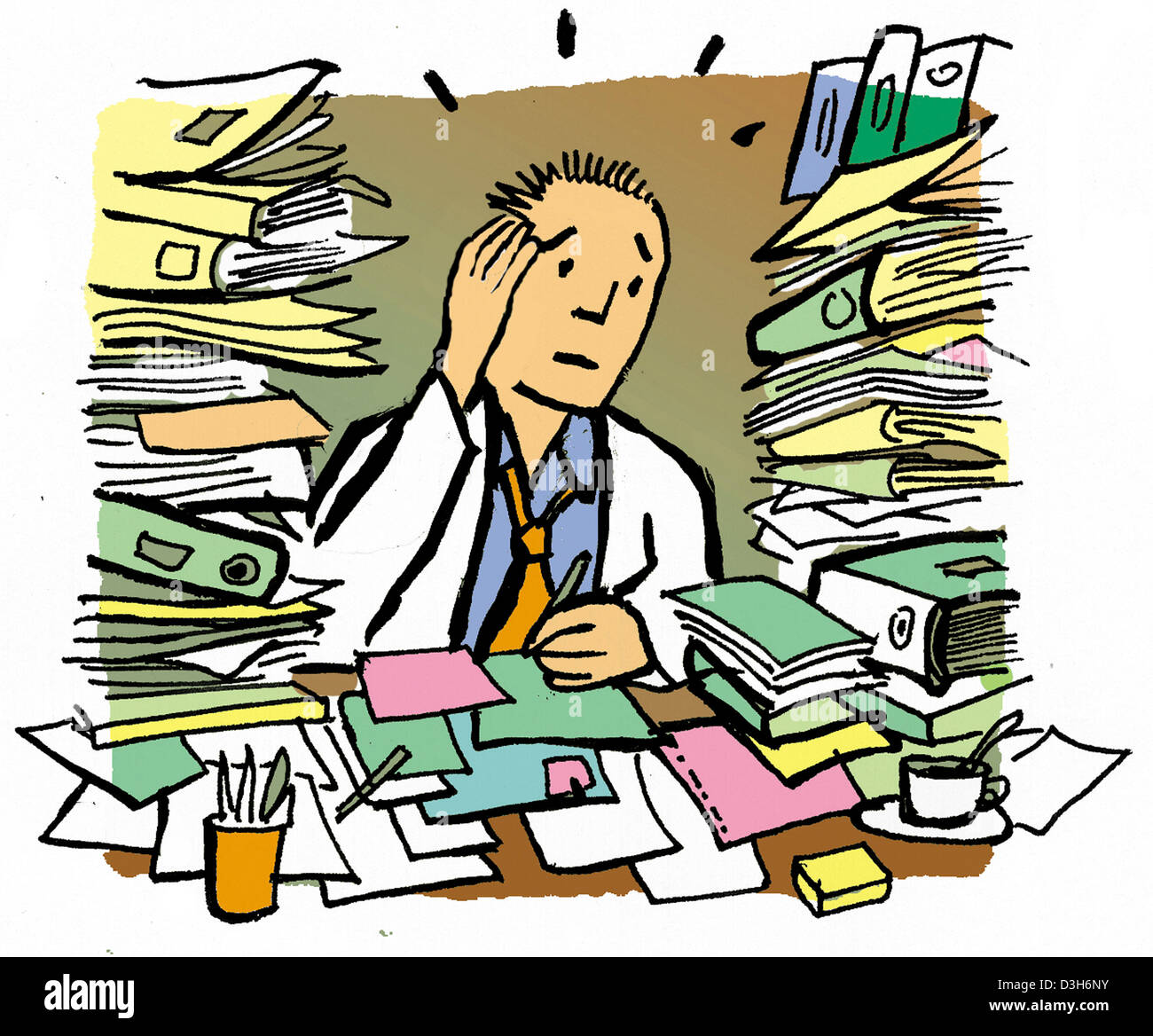 Exhausted doctor illustration hi-res stock photography and images - Alamy