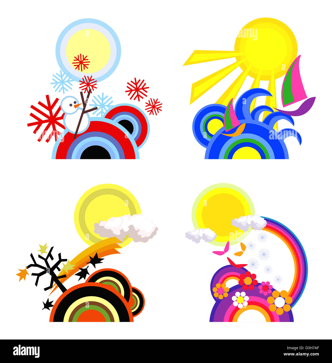 Illustration of four seasons, isolated on white background Stock Photo ...