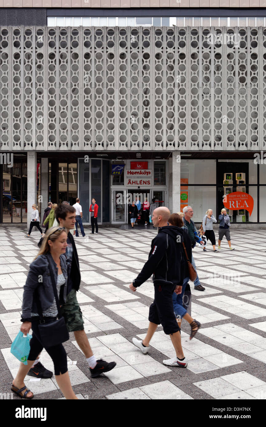 Uppsala, Sweden, passersby in front of a shopping center Stock Photo ...