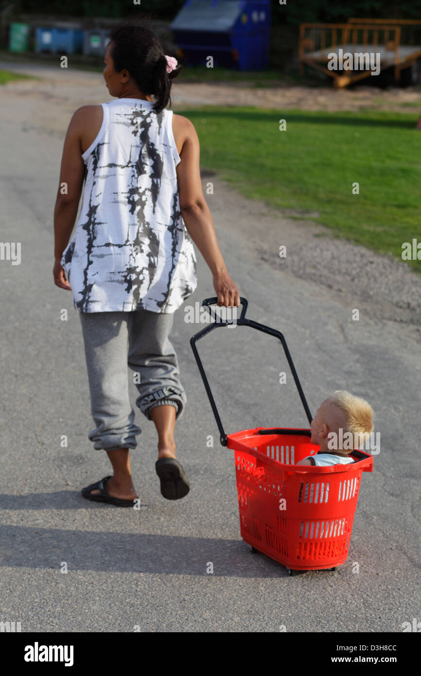 Child pulling cart hi-res stock photography and images - Alamy