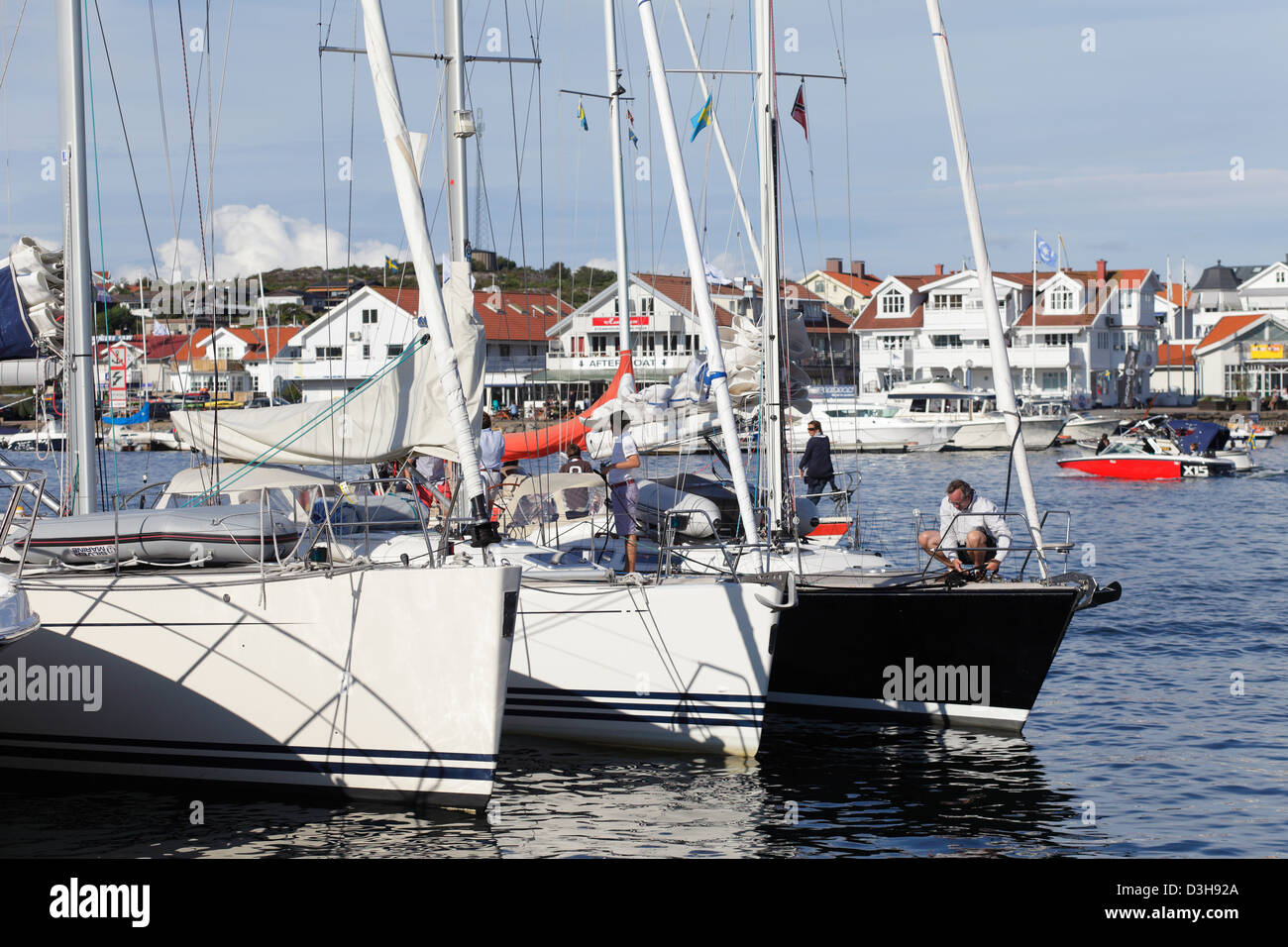 Marstrand, Sweden, sailing yachts in the harbor of the island ...