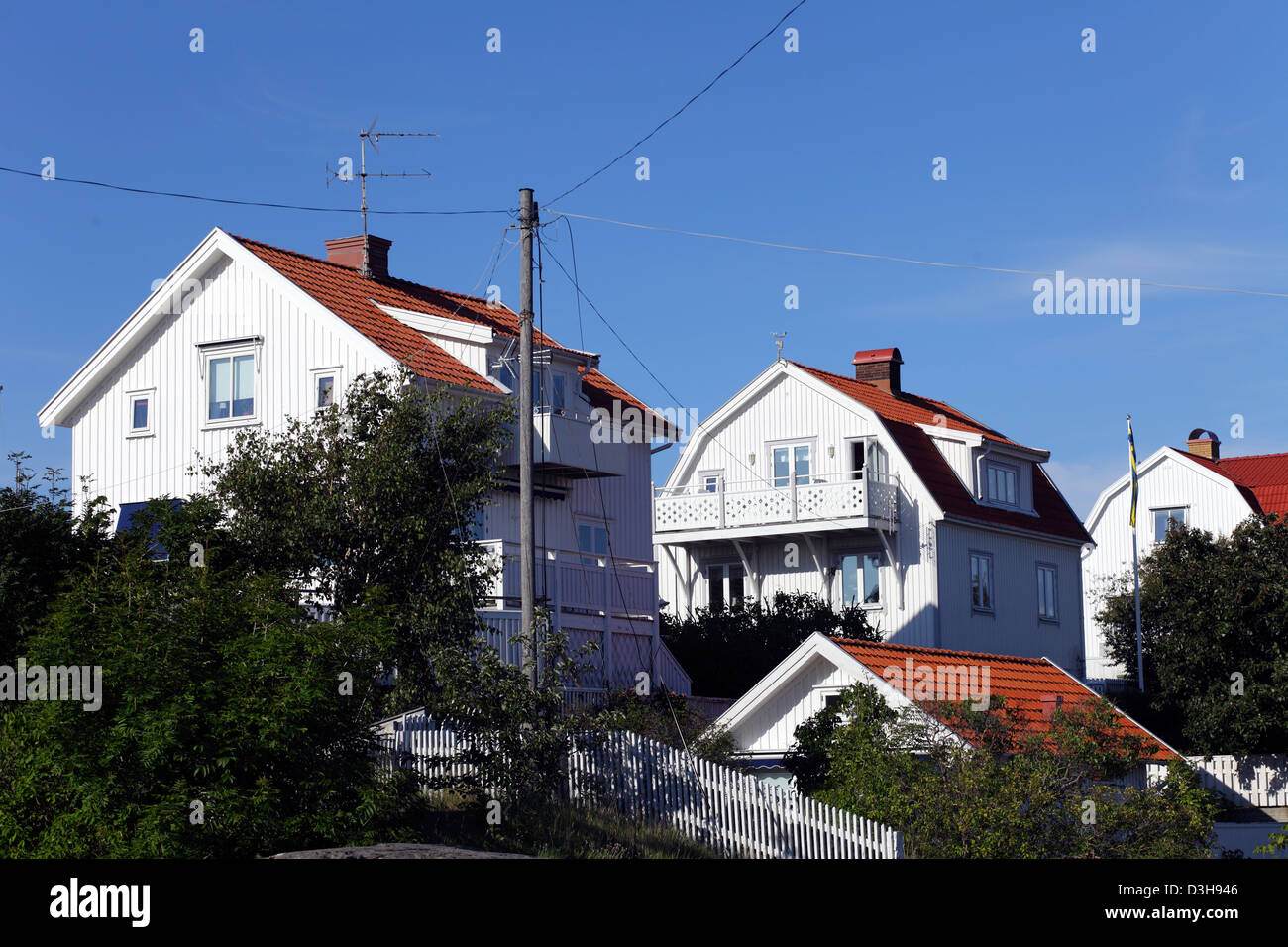 Marstrand, Sweden, white wooden houses on the island of Marstrand Stock Photo - Alamy