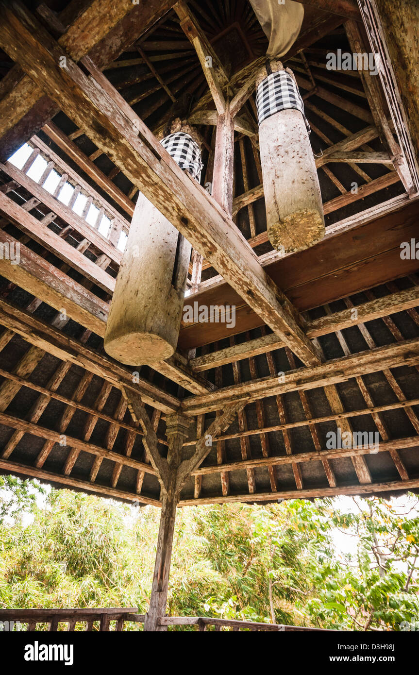 Wooden bell in hindu temple Pura Taman Ayun, Mengwi, Bali, Indonesia ...