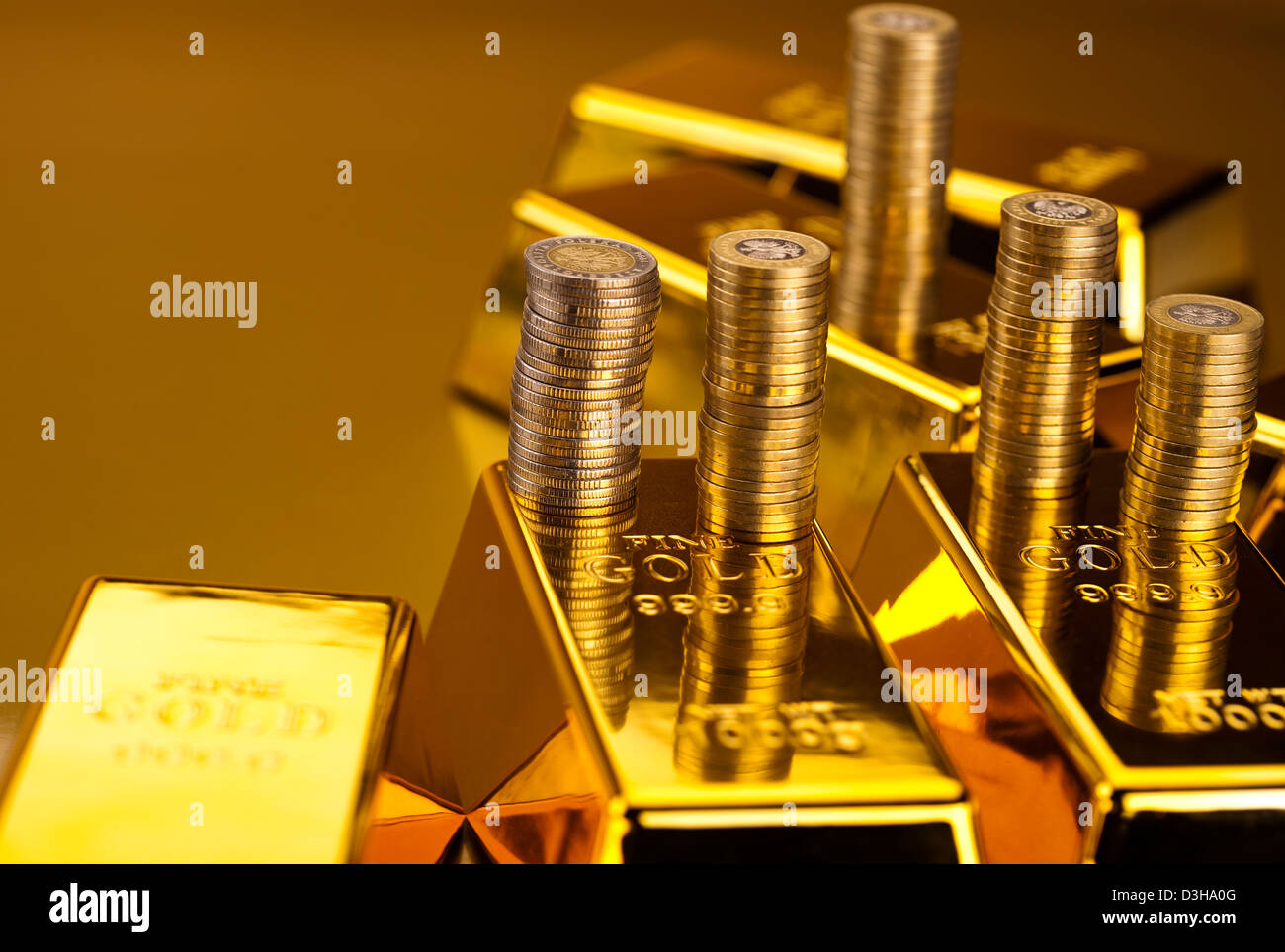 Gold and coins Stock Photo - Alamy