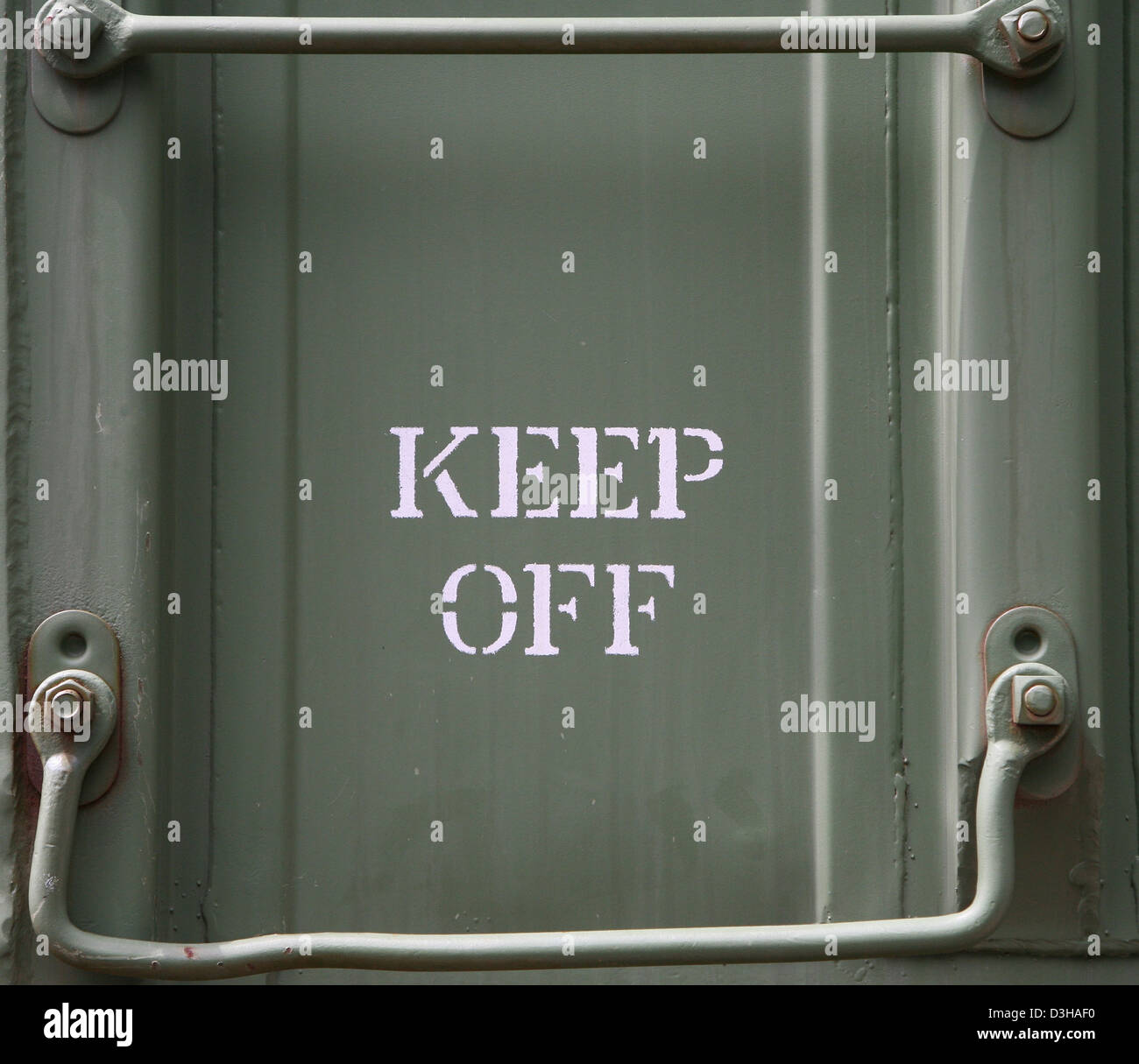 Keep off warning signs on trains Stock Photo - Alamy