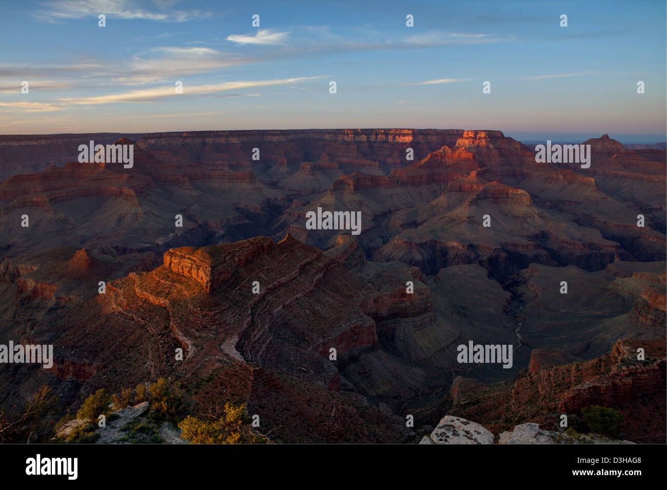 Shoshone Point in Grand Canyon National Park offers panoramic views of the canyon during sunset ...