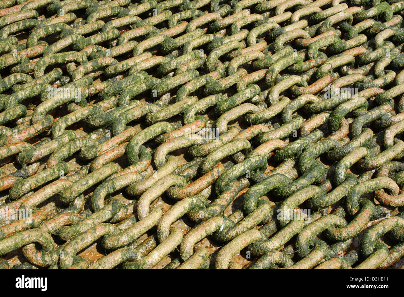 Metal chains used at the Cowes Chain ferry on the Isle of Wight Stock ...