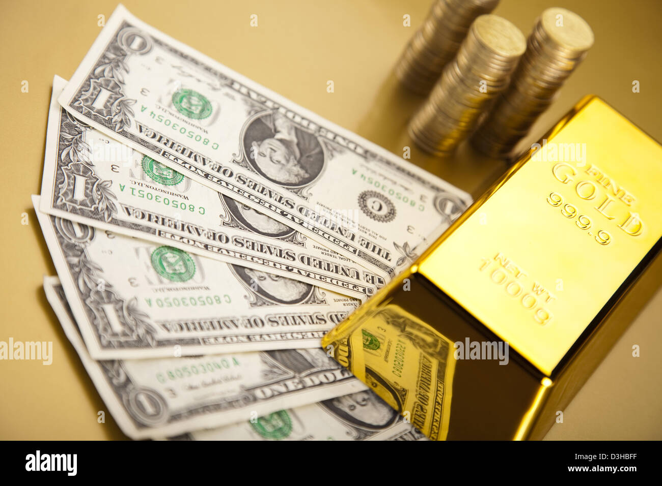 Gold and money Stock Photo - Alamy