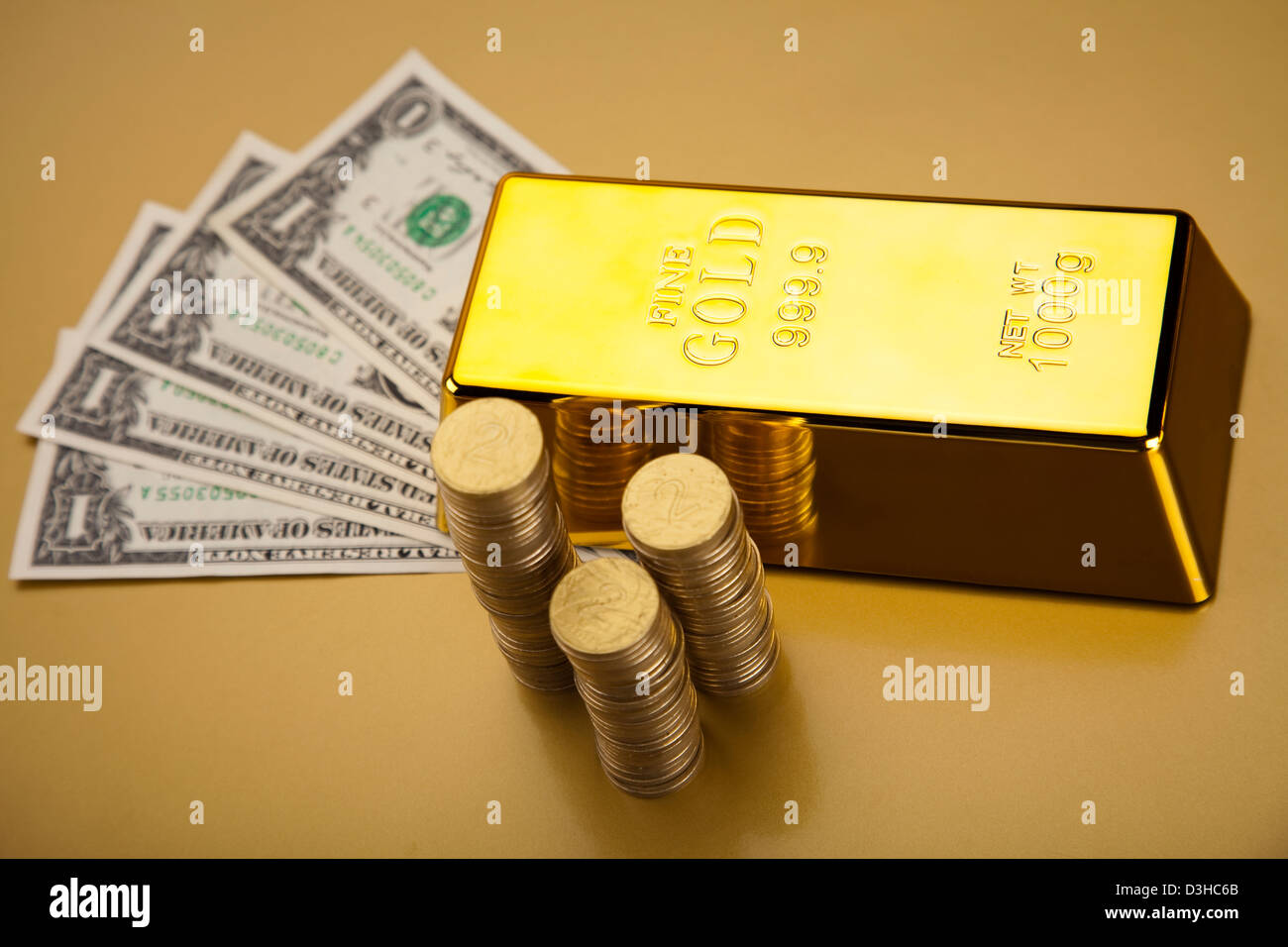 Gold and money Stock Photo - Alamy