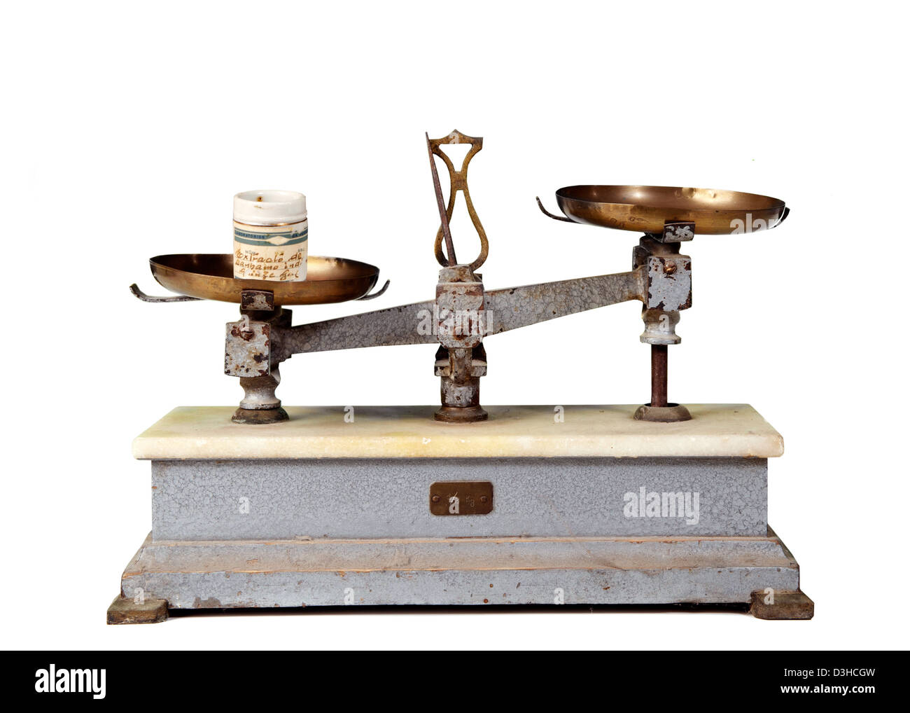 True balance used in a pharmacy before 1900´s year . At the plate is a ...
