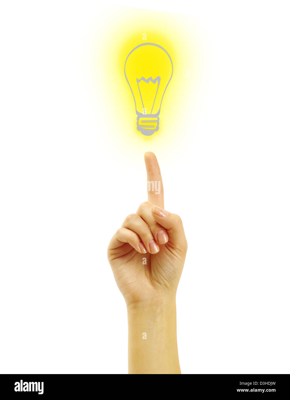 hand with a drawing light bulb Stock Photo - Alamy