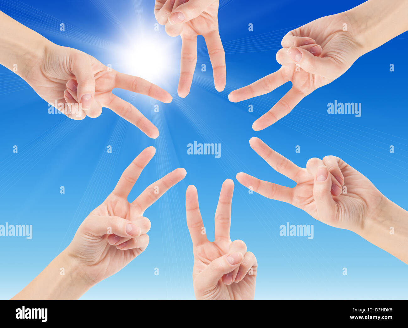 Hands of teamwork , forming the star shape Stock Photo - Alamy