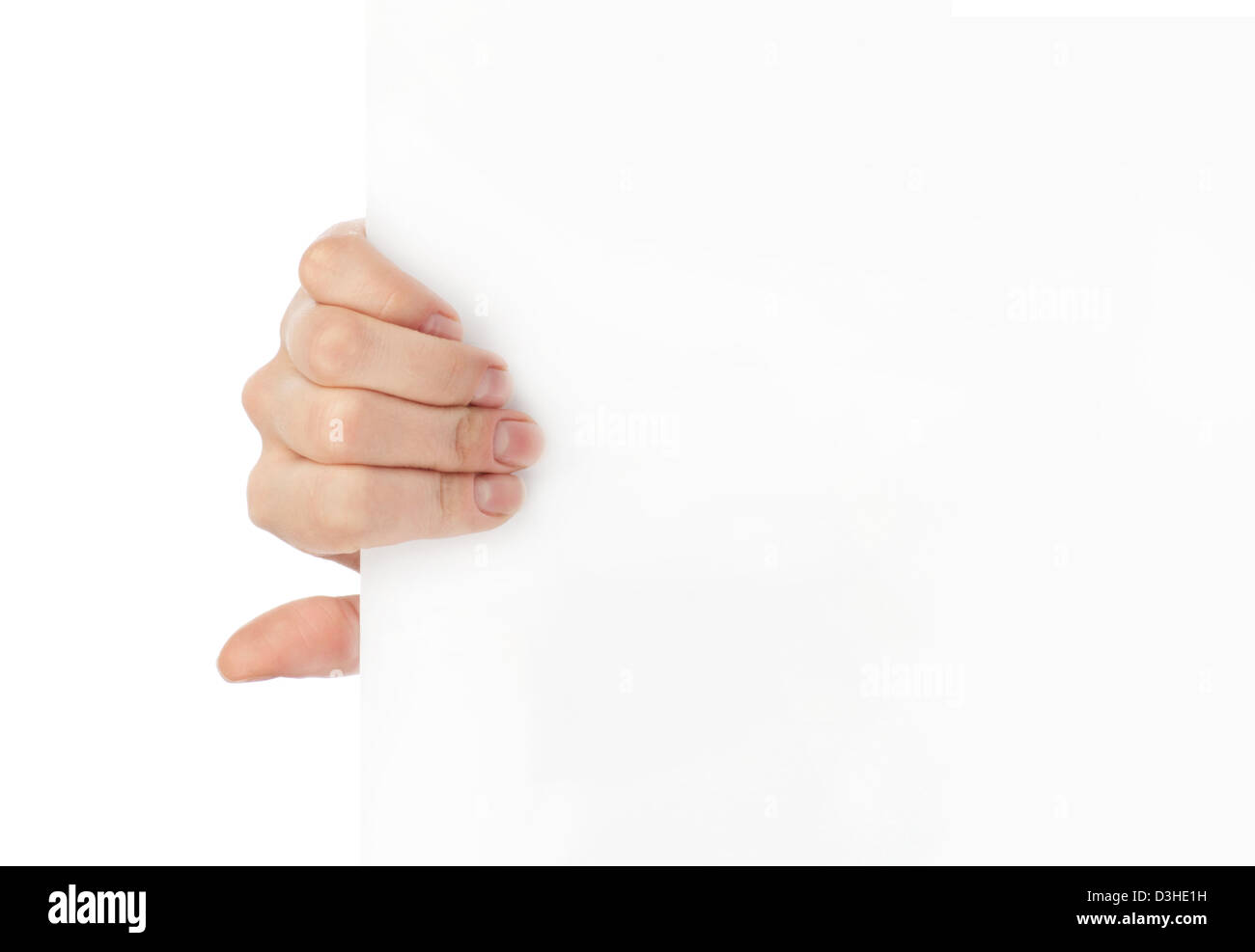 Advertising: Hand holding white empty paper Stock Photo - Alamy
