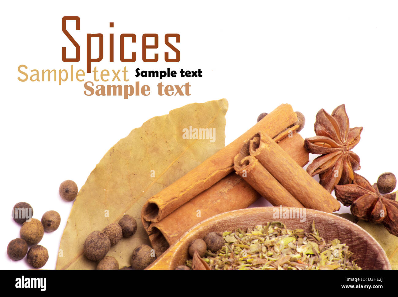 Spices border isolated on white Stock Photo - Alamy