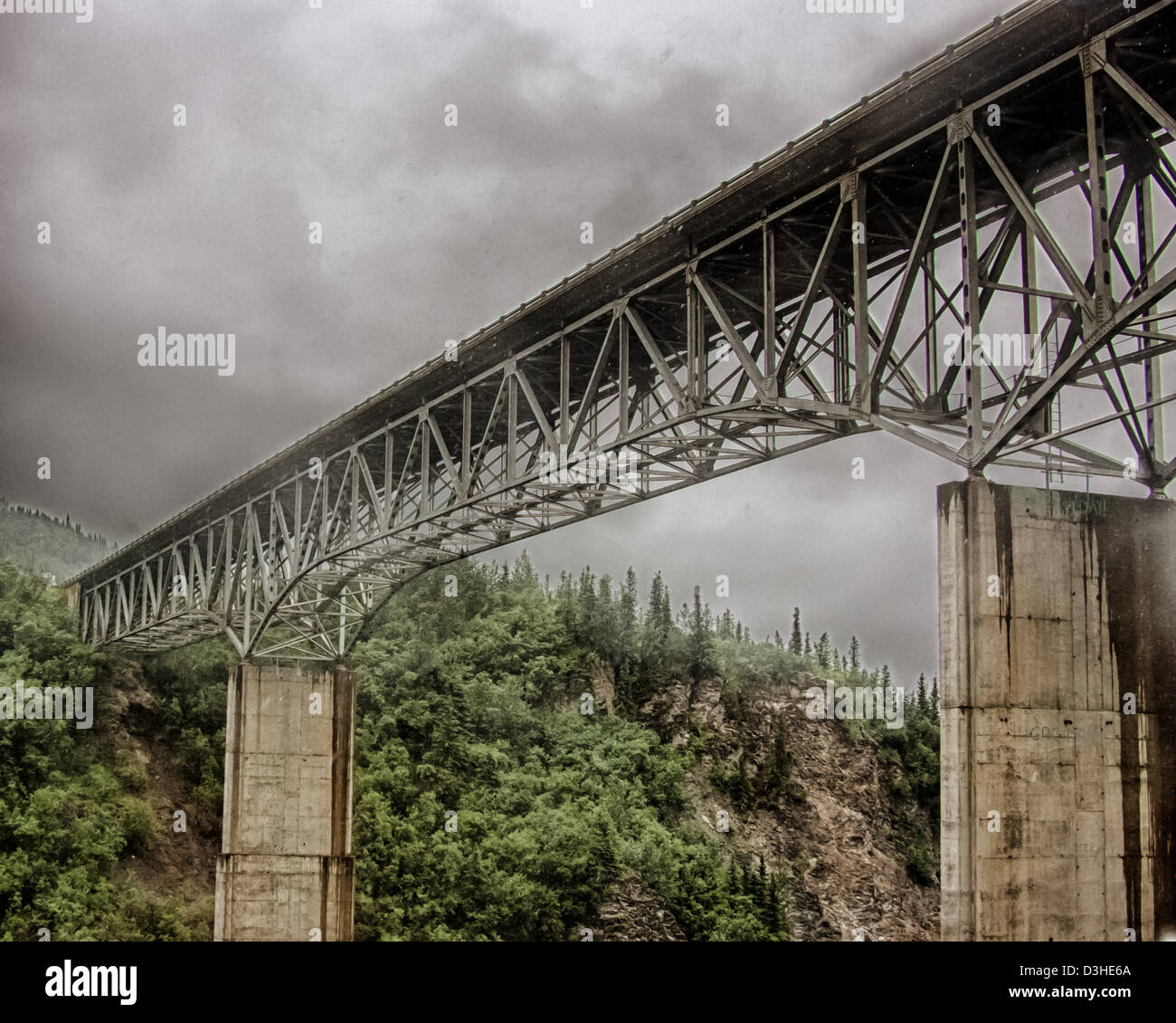 June 26, 2012 - Denali Borough, Alaska, US - A bridge over the Nenana ...