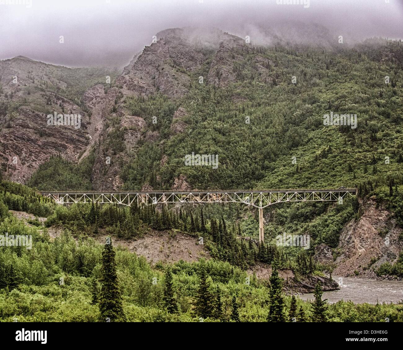 June 26, 2012 - Denali Borough, Alaska, US - A bridge over the Nenana ...