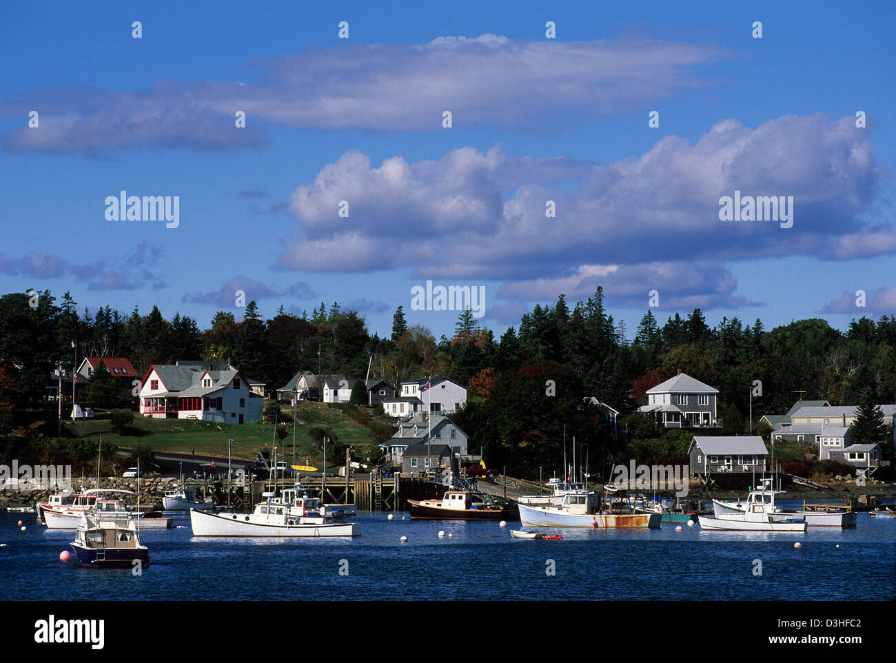 Elk282-1867 Maine, Mount Desert Island, Bass Harbor with town of ...