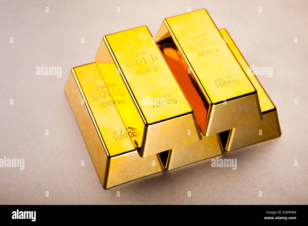 Pyramid from Golden Bars Stock Photo - Alamy