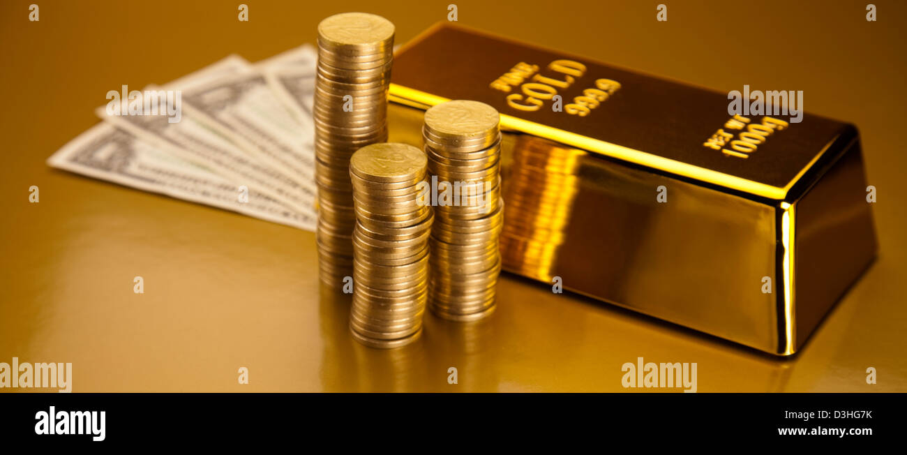 Gold and money Stock Photo - Alamy