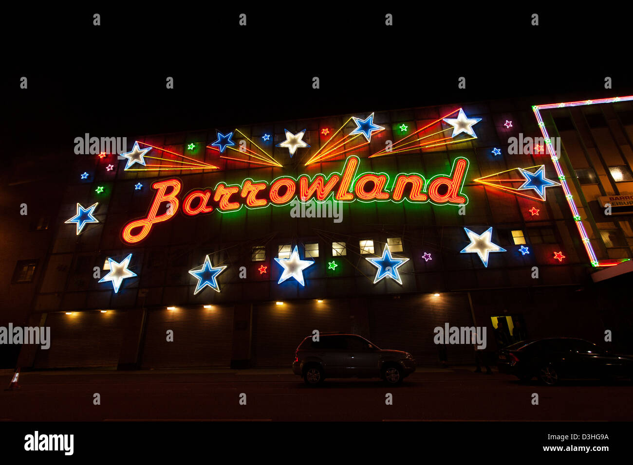 An illuminated sign for Barrowland Ballroom at night in Glasgow ...