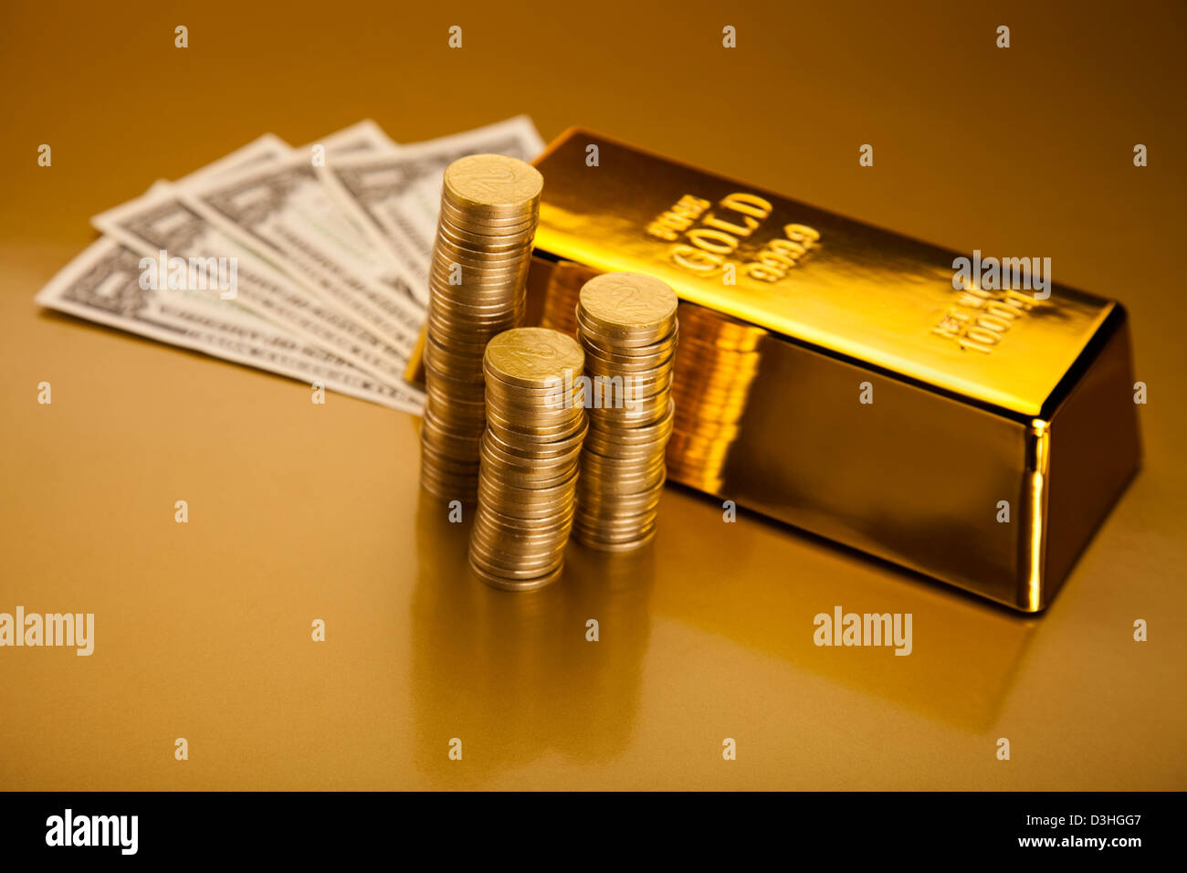 Gold and money Stock Photo - Alamy