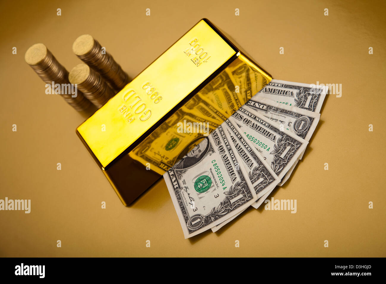 Gold and money Stock Photo - Alamy