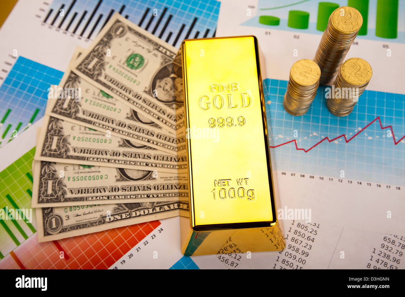 Gold and money Stock Photo - Alamy