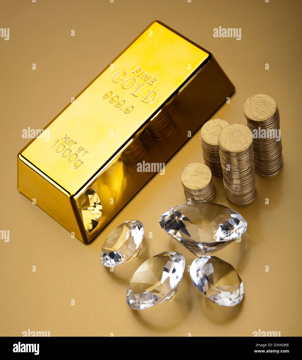 Diamond, money and gold Stock Photo - Alamy