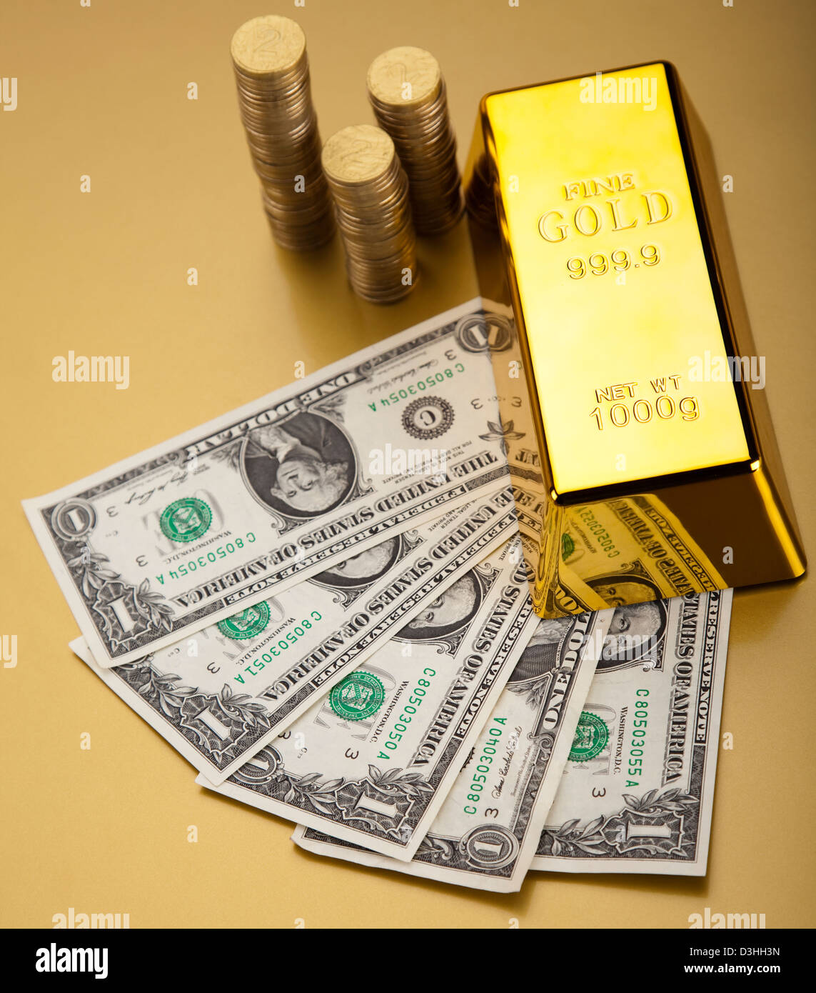 Gold and money Stock Photo - Alamy