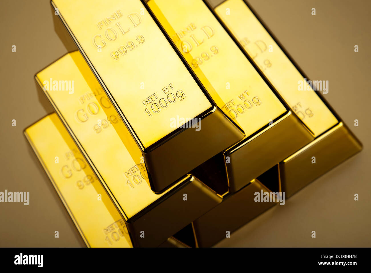 Pyramid from Golden Bars Stock Photo - Alamy