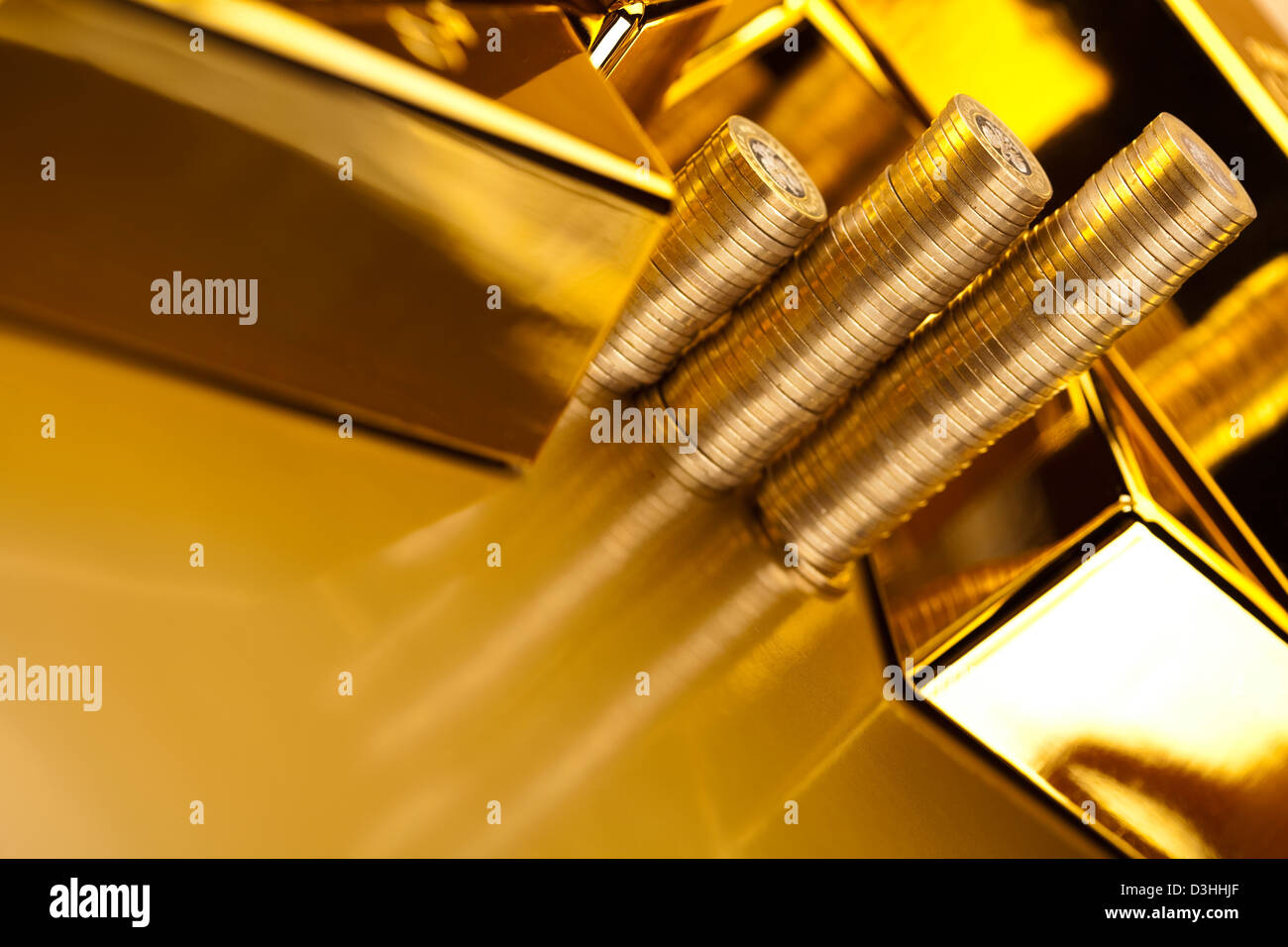 Coins and gold bars,Finance Concept Stock Photo - Alamy