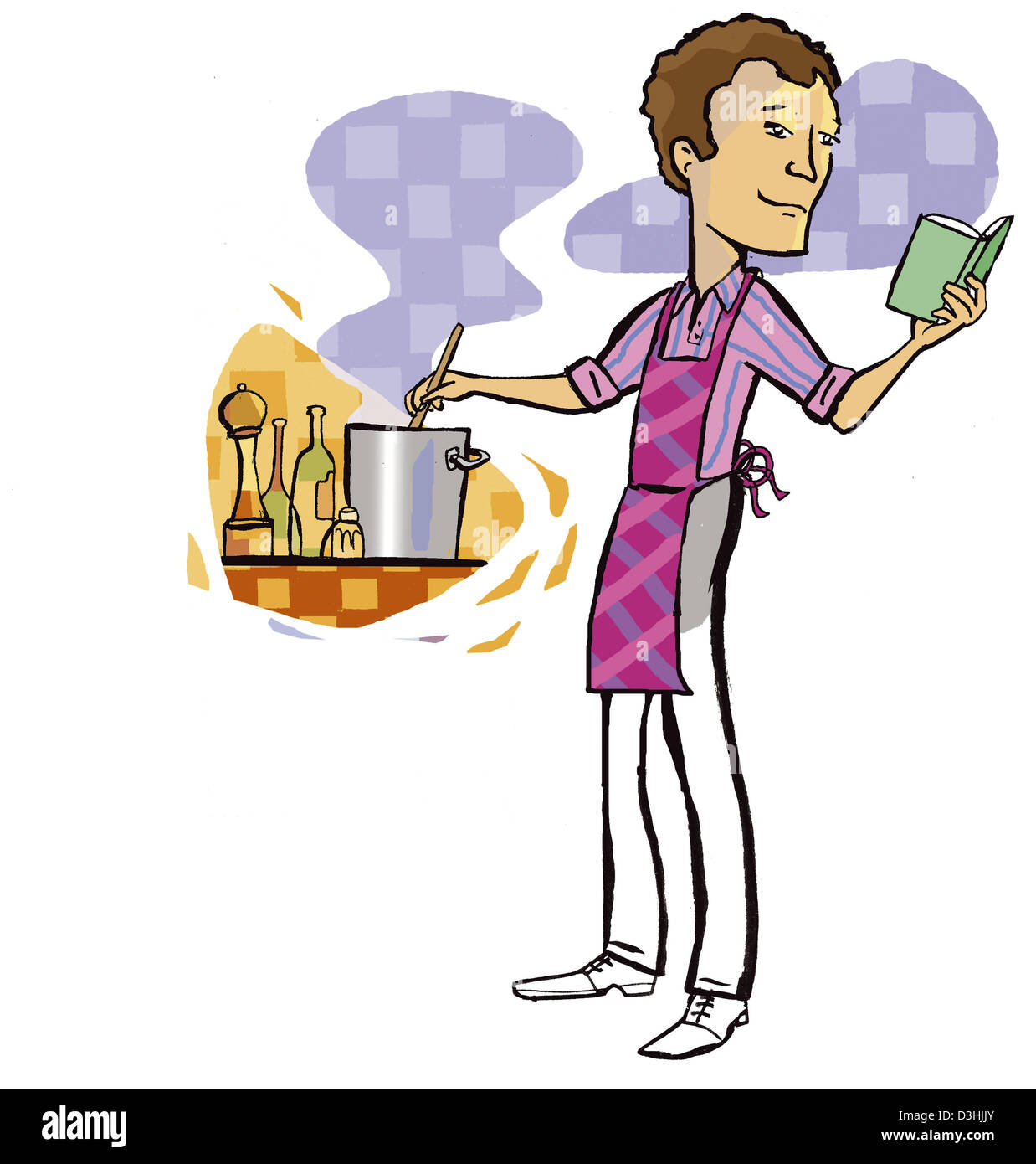 MAN IN KITCHEN, DRAWING Stock Photo - Alamy