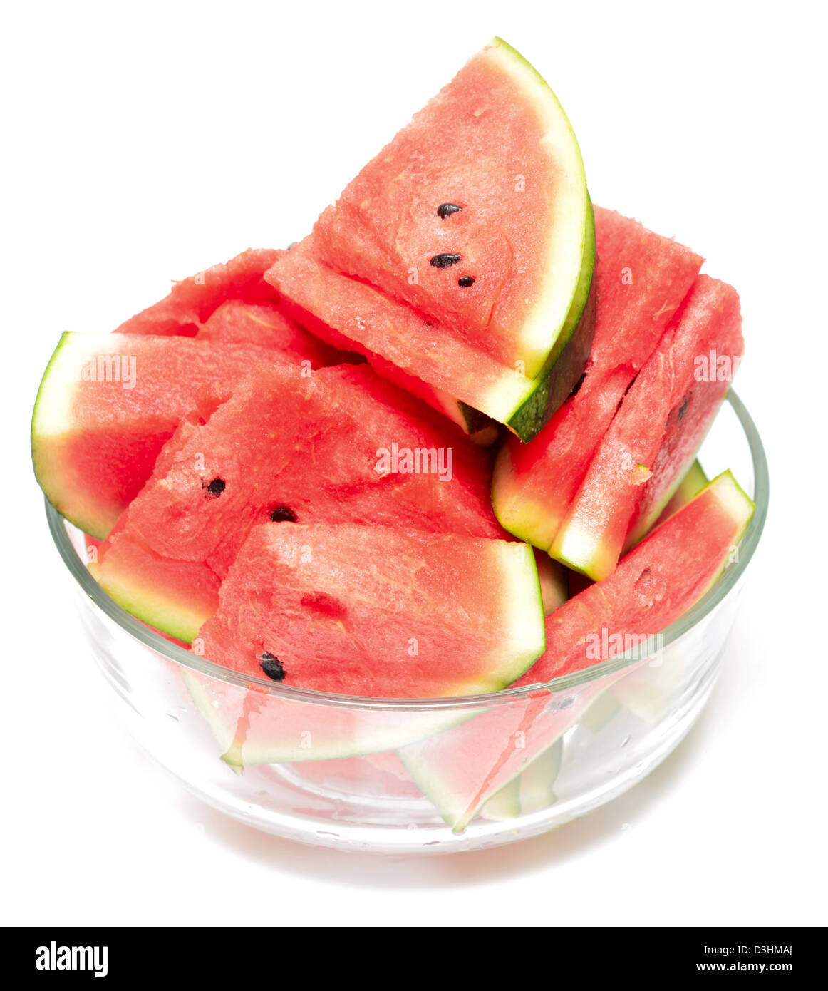 watermelon slices in transparent bowl on white Stock Photo - Alamy
