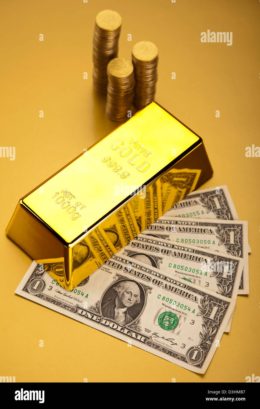 Gold and money Stock Photo - Alamy