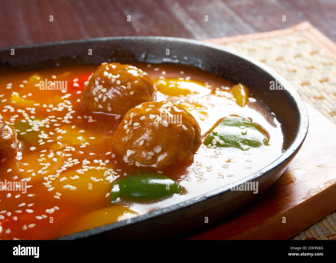 chinese cuisine .pork with tart sweet sauce,pineapple and pepper Stock ...